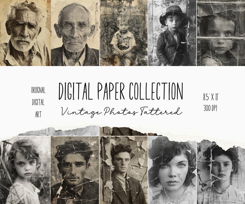 Tattered Vintage Photos, Old Damaged Pictures, 30 Artistic Distressed ...
