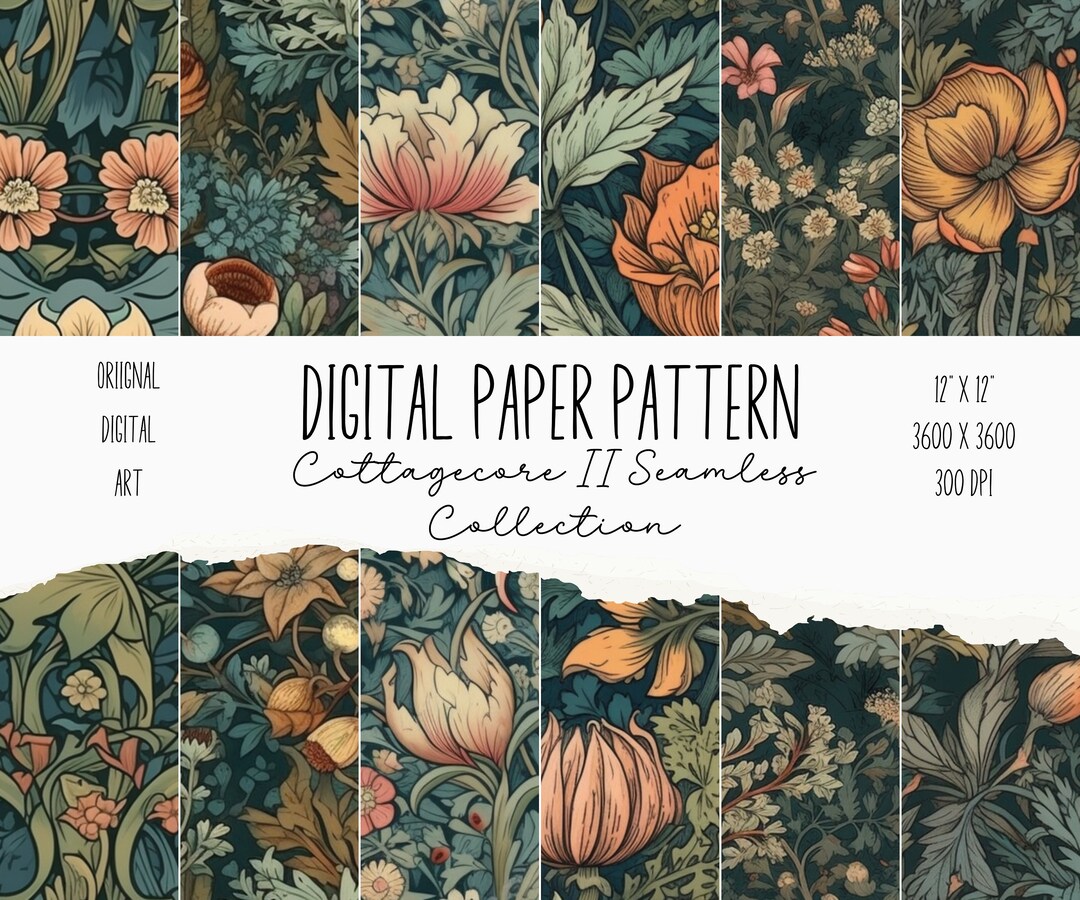Cottagecore II Seamless Digital Paper Set, Forestcore Pattern ...