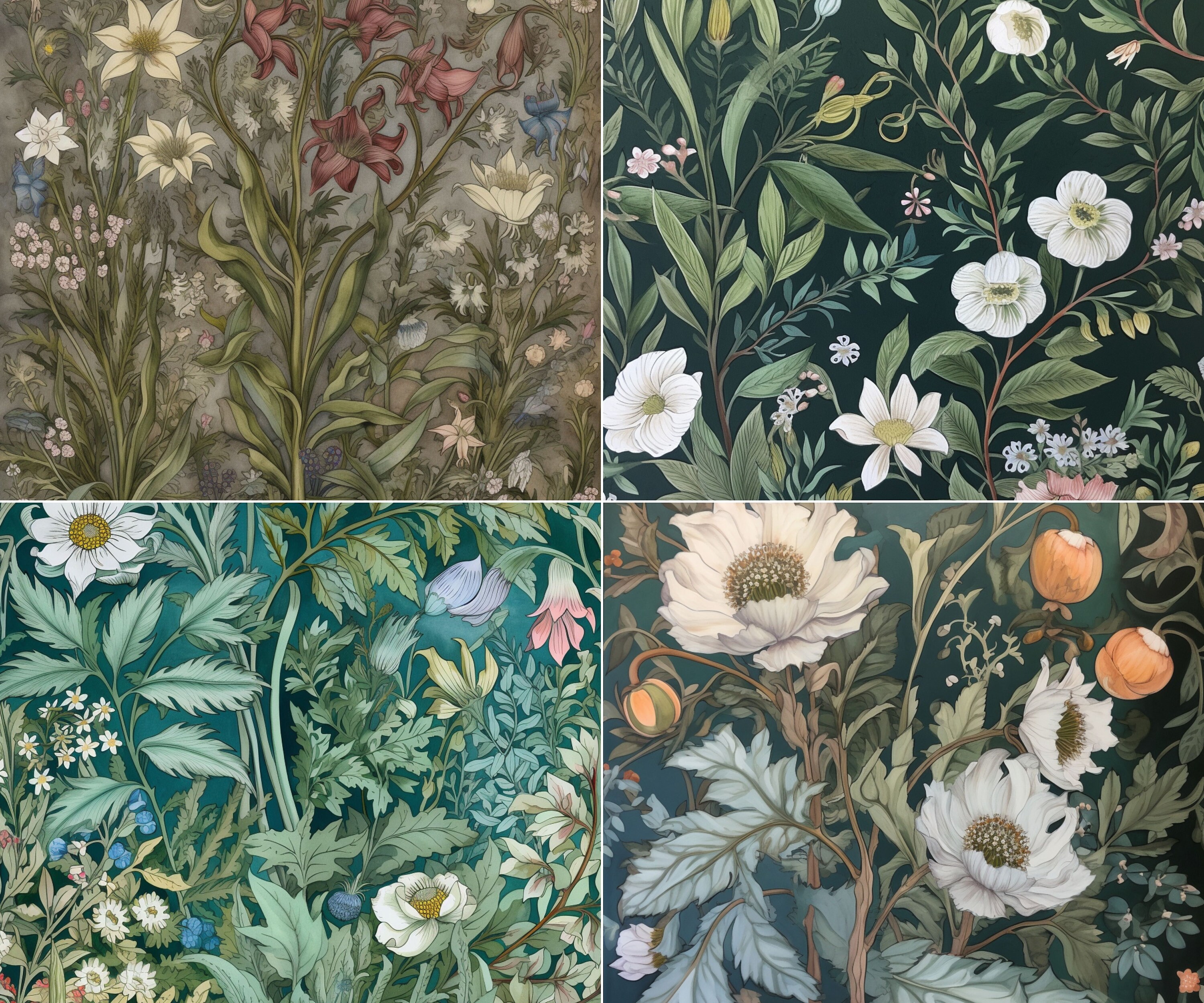 Cottagecore Pattern Digital Paper Set Forestcore Pattern - Etsy