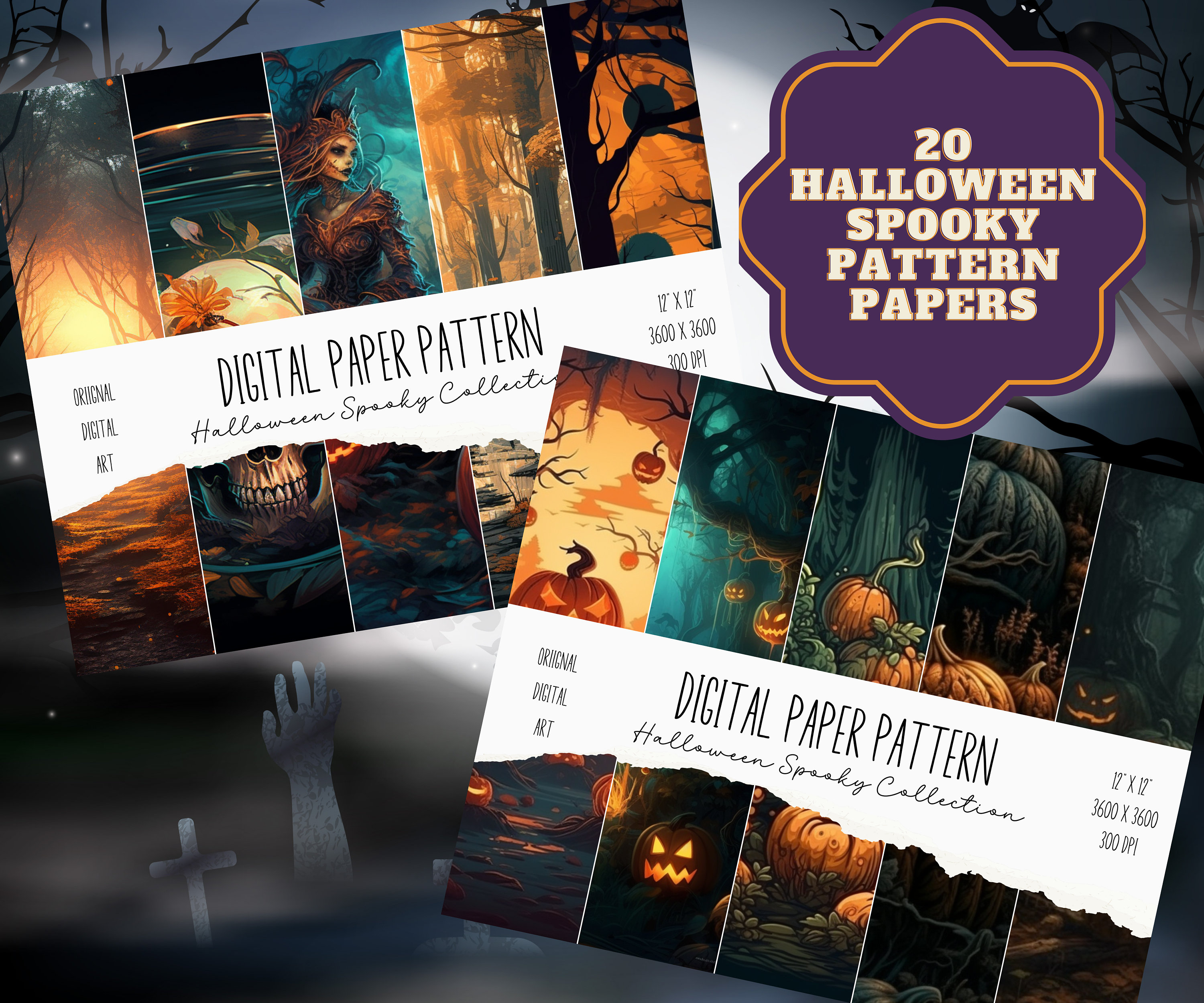 Halloween BUNDLE Digital Paper Set, 59 Halloween Pattern, Spooky ...