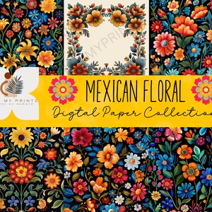 Mexican Flower Pattern, Fiesta Party Design, Watercolor Vibrant Unique ...