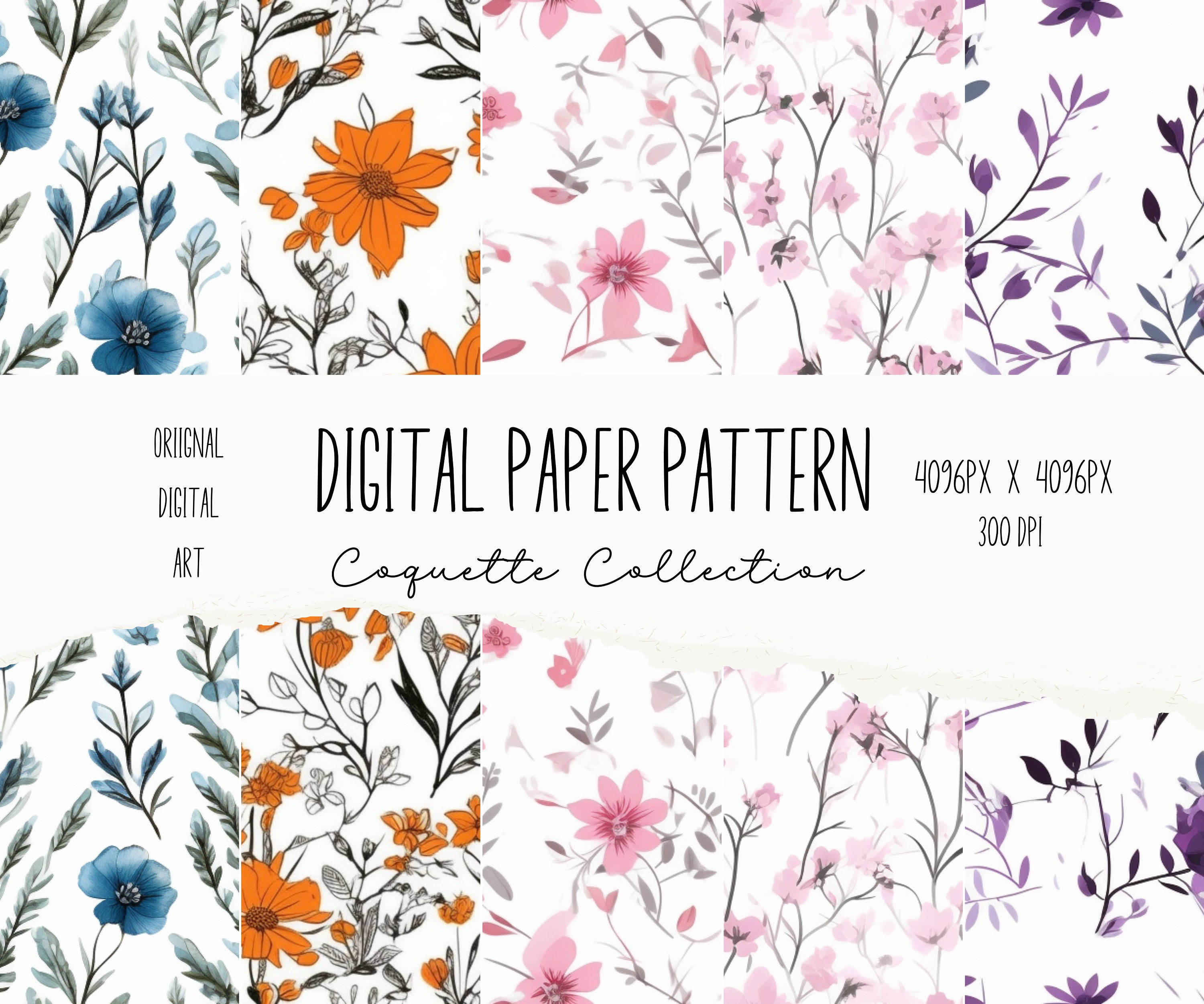 Coquette Digital Paper Set, Coquette Bundle, Coquette Aesthetic ...
