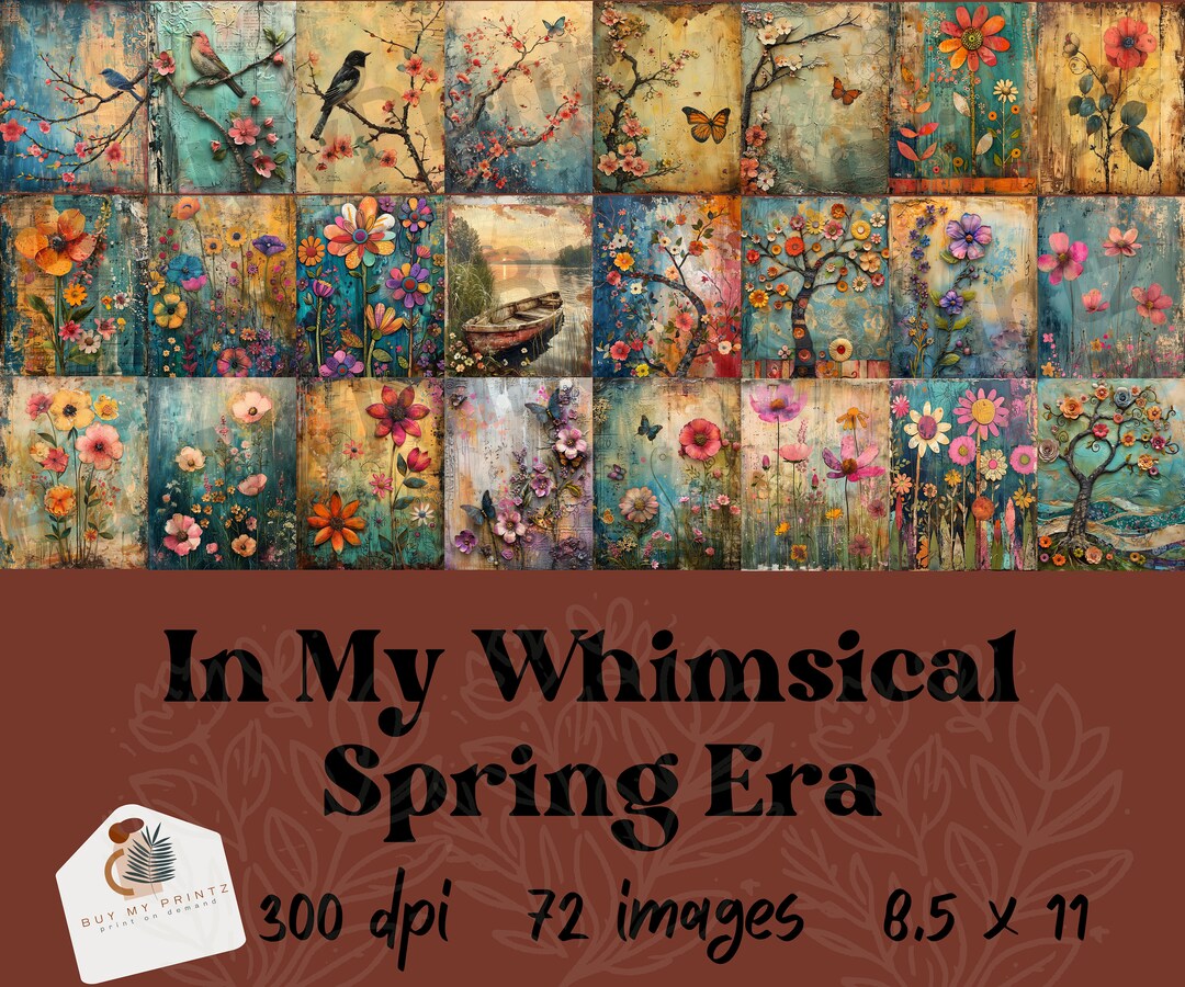 In My Whimsical Spring Era Sheets, 72 Mixed Media Watercolor Junk ...