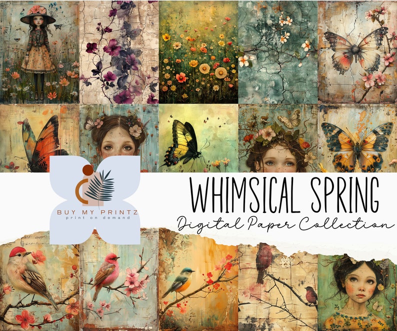 Whimsical Pastel Digital Paper Pack Printable Watercolor Collage Sheets ...