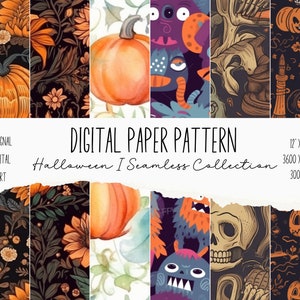 24 Halloween Seamless Digital Paper Set, Pumpkins Fall Pattern, Haunted ...