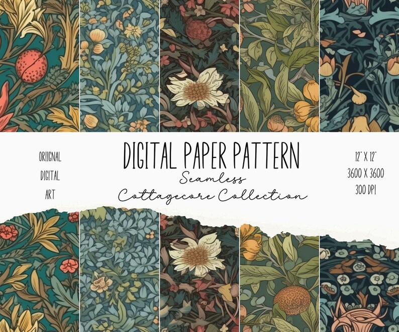 Cottagecore Seamless Digital Paper Set Forestcore Pattern - Etsy
