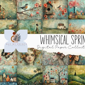 Whimsical Pastel Digital Paper Pack Printable Watercolor Collage Sheets ...