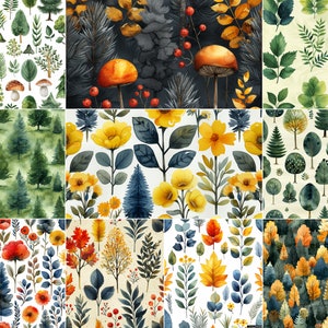 Forestcore Digital Download Paper, Mushroom Seamless Pattern, Printable ...