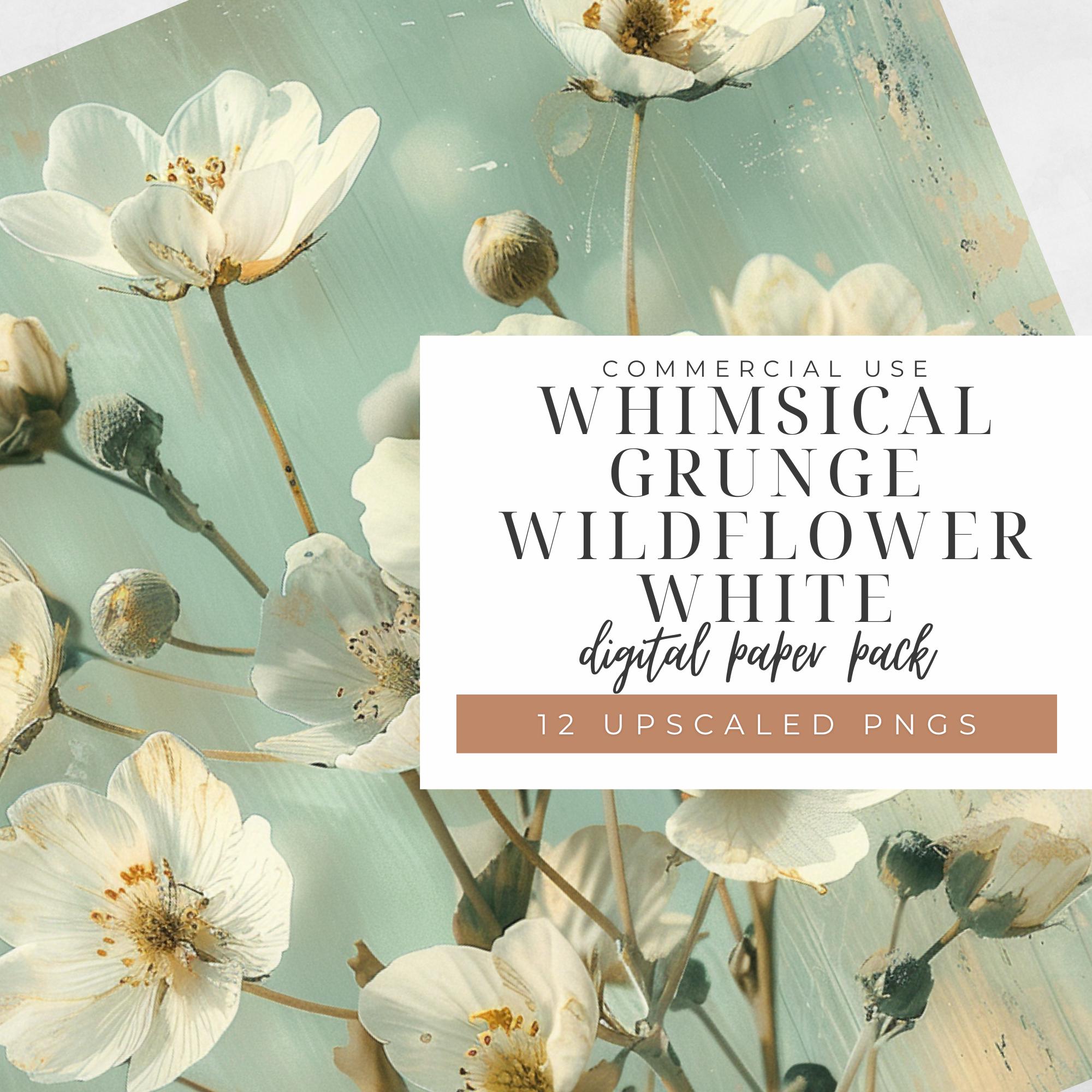 Whimsical Grunge Wildflower Digital Paper Bundle Watercolor Floral ...