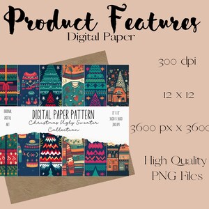 Ugly Christmas Sweater Digital Paper, Ugly Sweaters PNG, Christmas ...