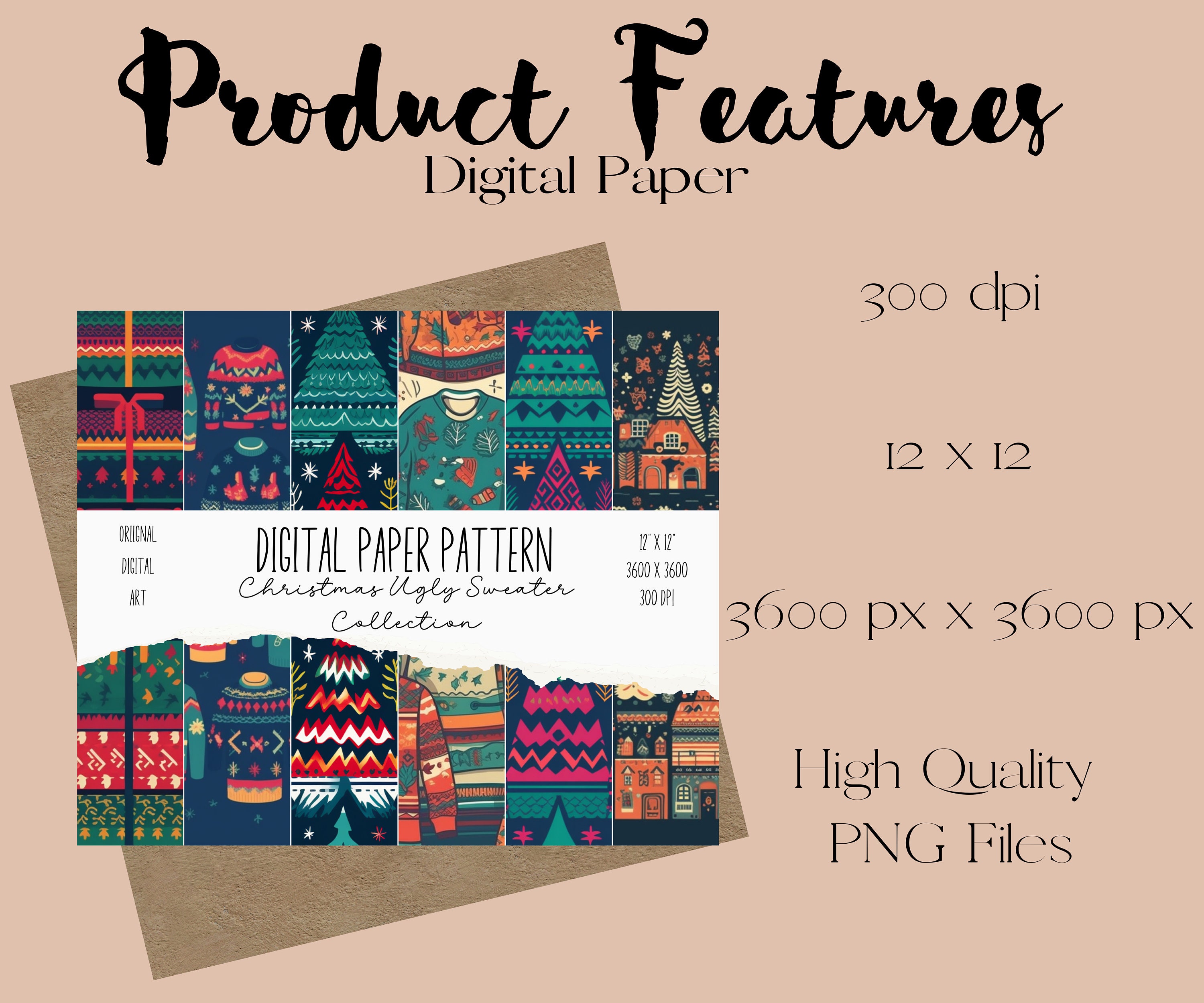 Ugly Christmas Sweater Digital Paper, Ugly Sweaters PNG, Christmas ...