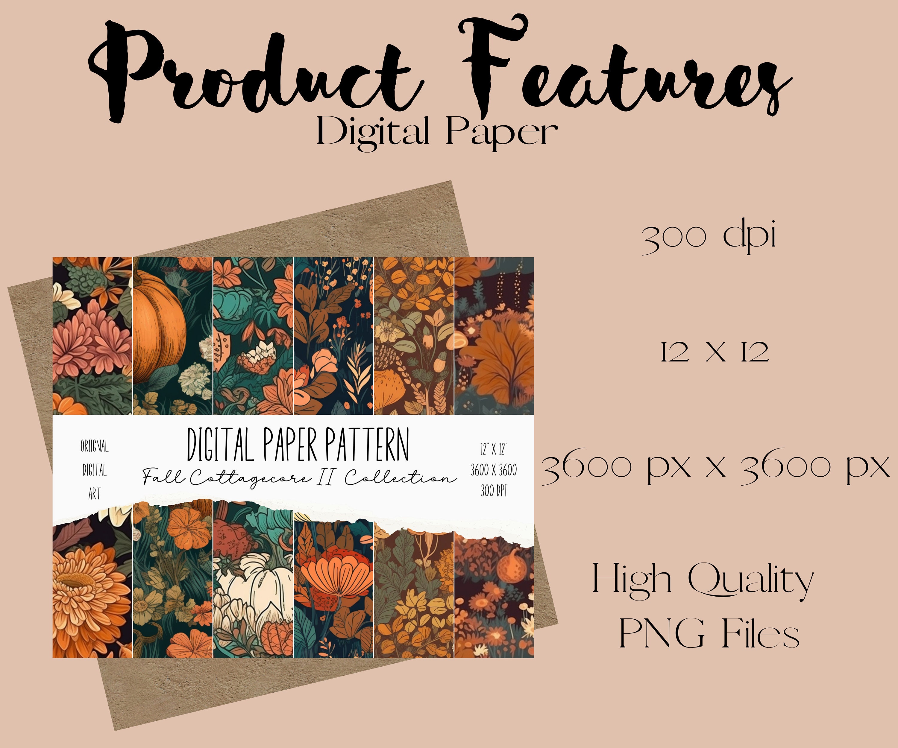 24 Fall Cottagecore II Digital Paper Set Fall Flowers - Etsy