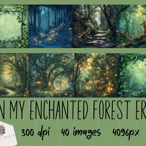 In My Enchanted Forest Era Sheets, Printable Fantasy Digital Paper ...