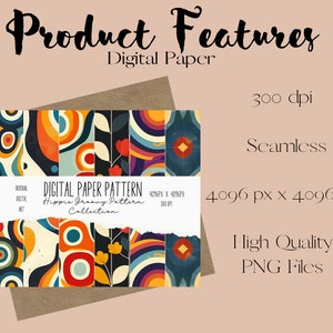 Retro Groovy Pattern Digital Paper Set, Retro 70s Hippie Pattern, 70s ...