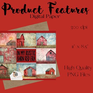 In My Rustic & Rural Red Farm Era Digital Backgrounds, 20 Farm ...