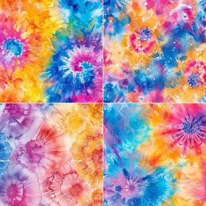 Rainbow Tie Dye Pattern Digital Paper Set, Colorful Printable Bundle ...