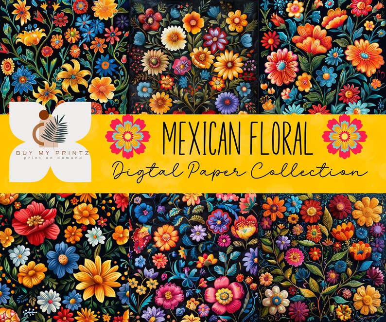 Mexican Flower Pattern, Fiesta Party Design, Watercolor Vibrant Unique ...