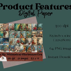 In My Whimsical Christmas Era Digital Paper, Xmas Floral Pattern PNG ...