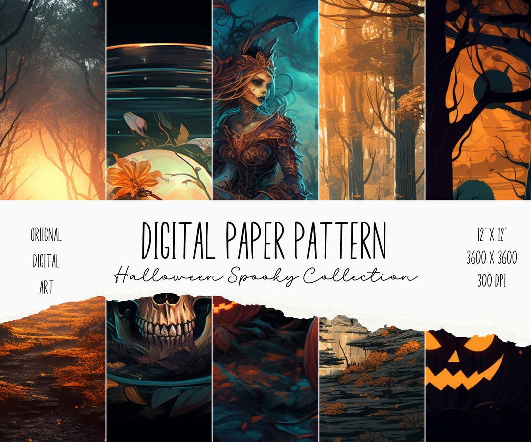 20 Halloween Spooky Digital Paper Set, Spooky Halloween Pattern ...