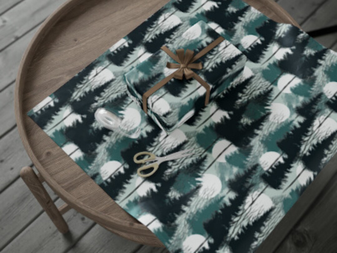 Woodland Wrapping Paper, Custom Wrapping for Gifts, Evergreen Trees ...