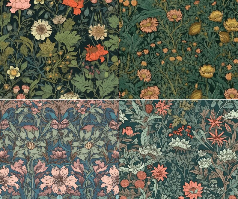 Cottagecore Seamless Digital Paper Set Forestcore Pattern - Etsy