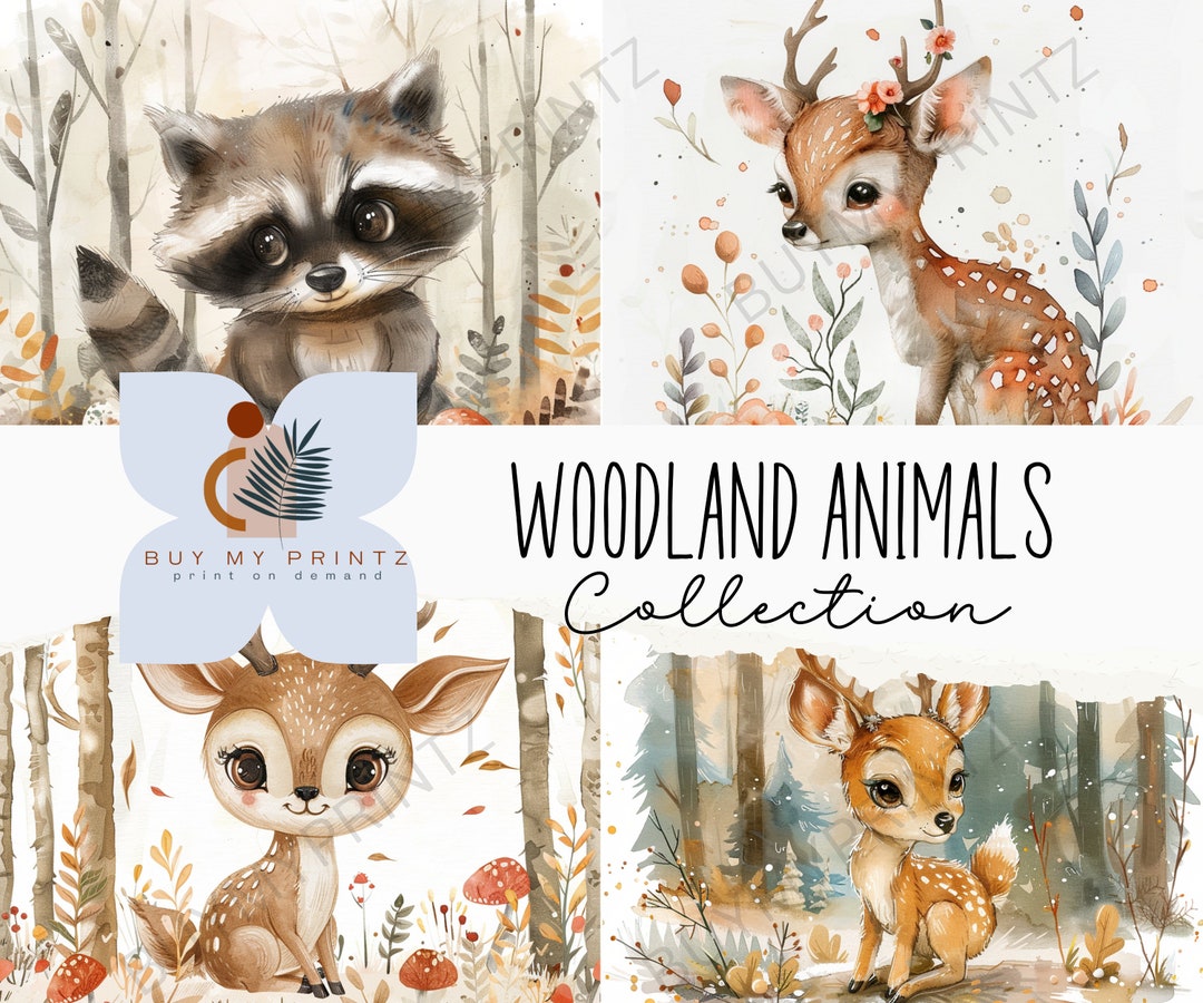 20 Woodland Forest Animal Seamless Patterns, Instant Download ...