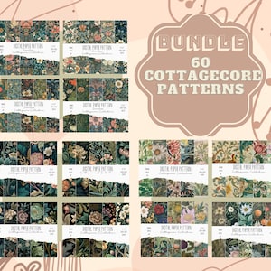 Cottagecore BUNDLE Digital Paper Set, 60 Forestcore Botanical Floral ...