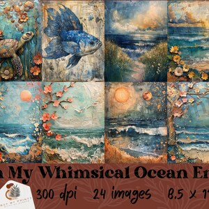 In My Whimsical Ocean Era Sheets, Sea Life Digital Download Paper Set ...