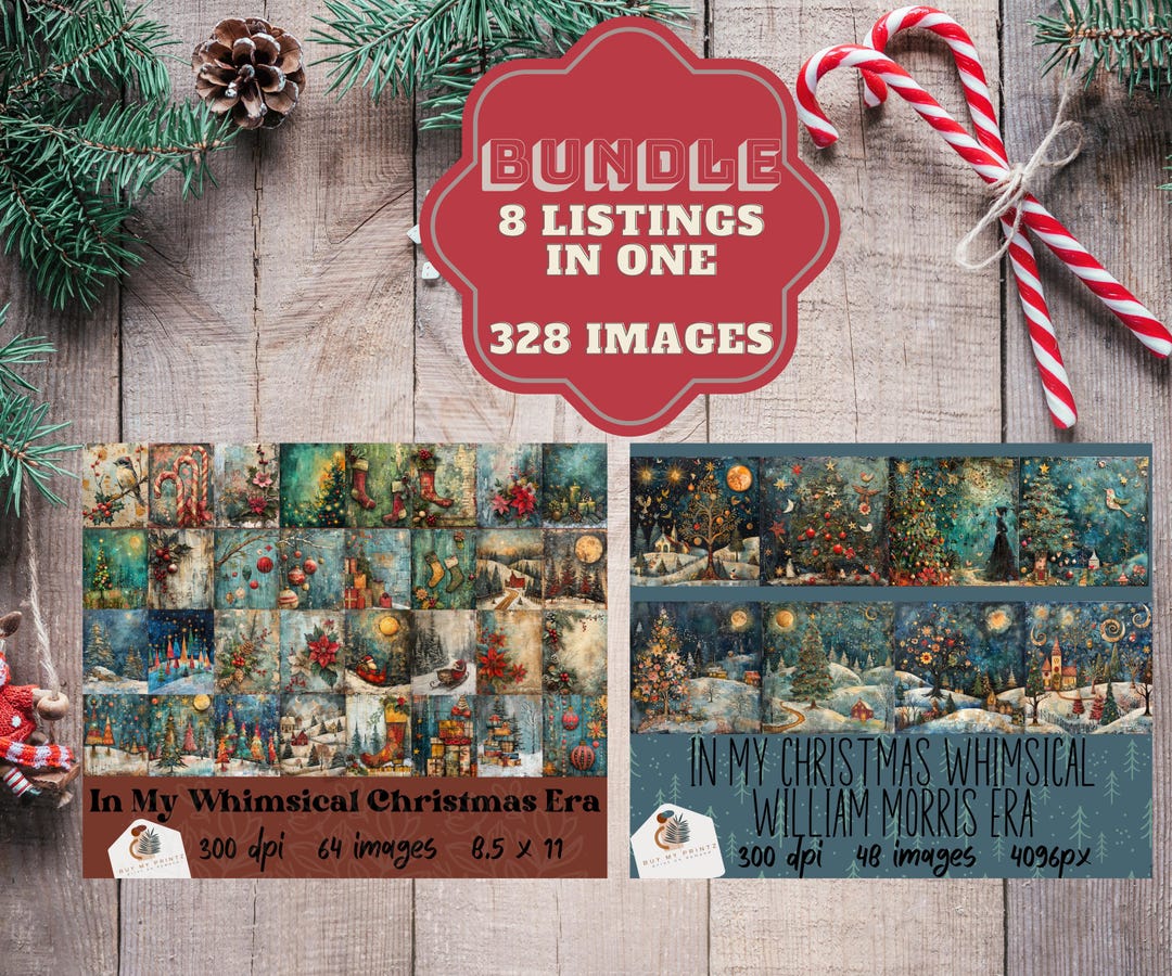 Christmas Whimsical BUNDLE Digital Paper Set, 328 Christmas Whimsy ...