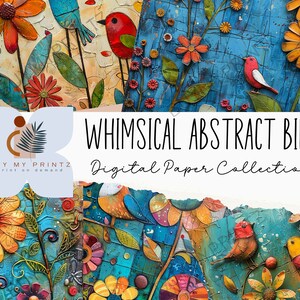 Colorful Whimsical Spring Birds Printables Mixed Media Bird Junk ...
