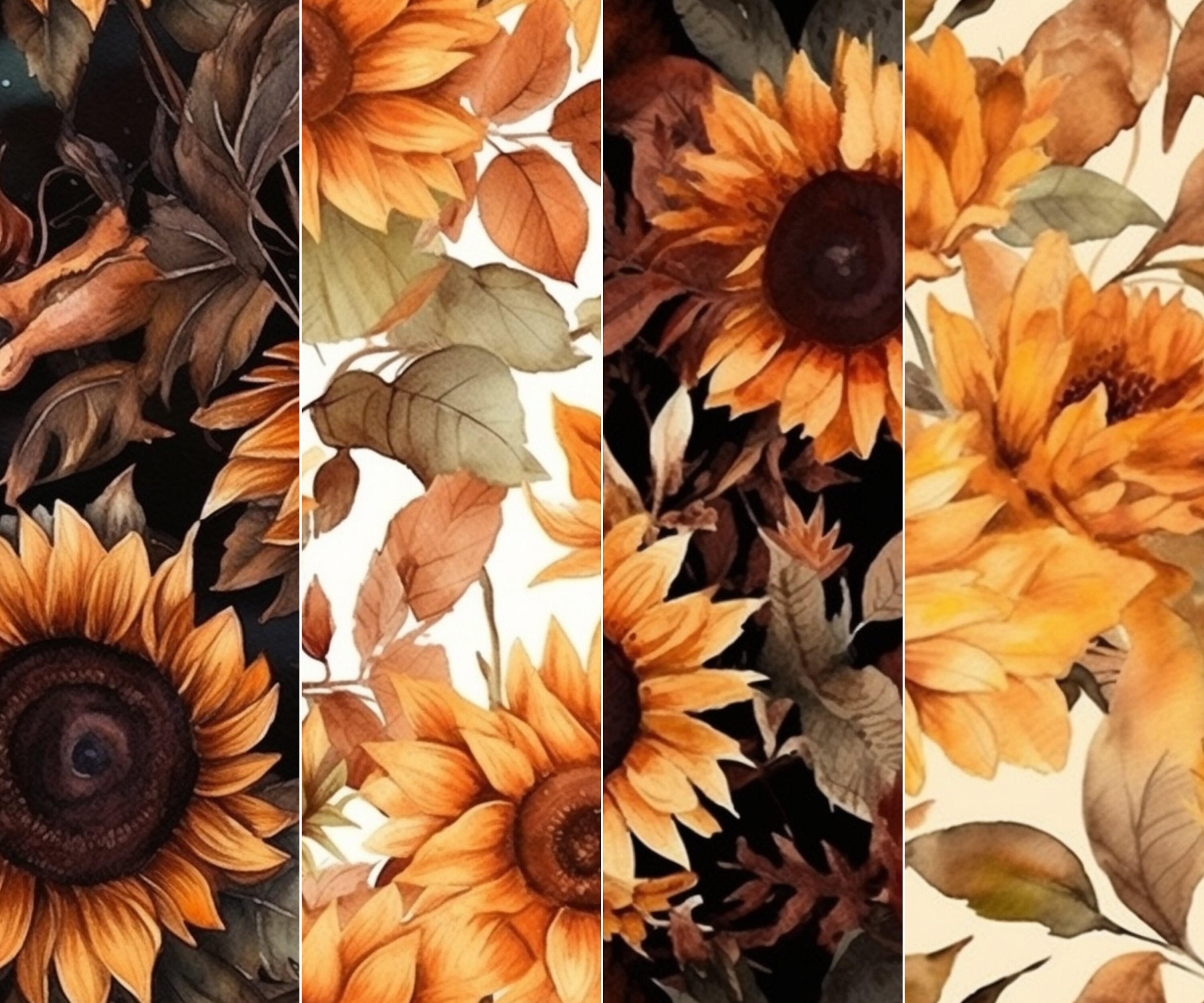 32 Fall Watercolor Digital Paper Set Fall Flowers Pattern - Etsy