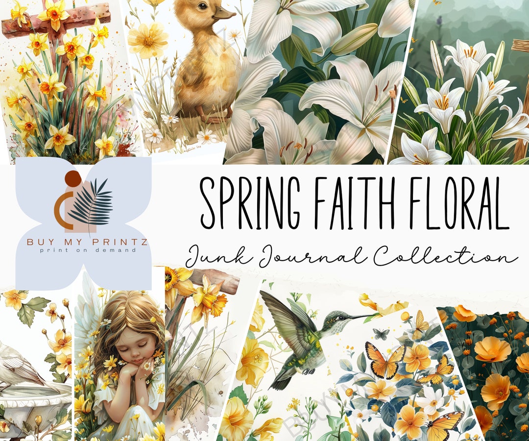 Spring Floral Faith Junk Journal Kit, Christian Easter Digital Download ...