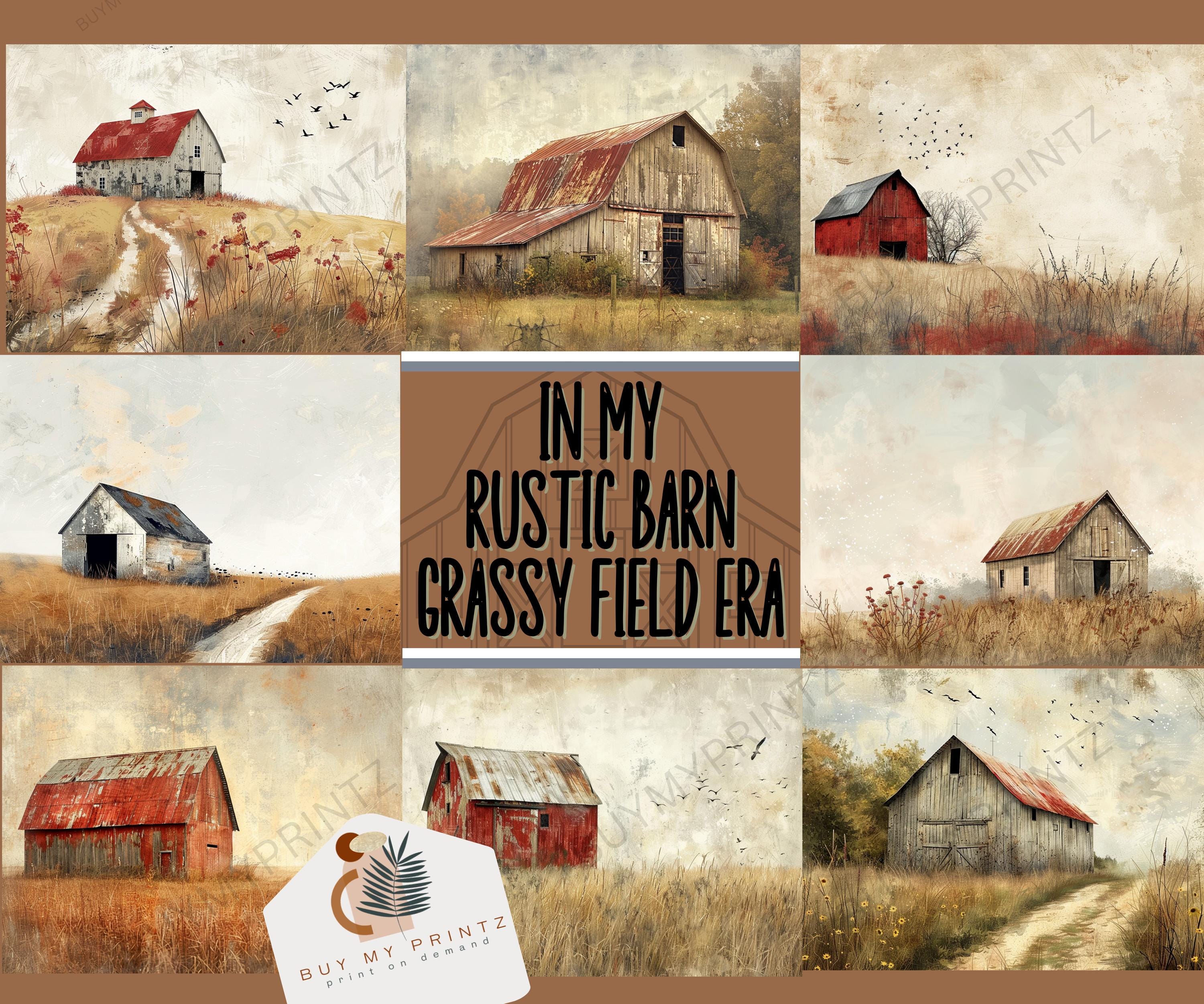 In My Rustic Barn Grassy Field Era Digital Paper Pack, 28 Countryside ...