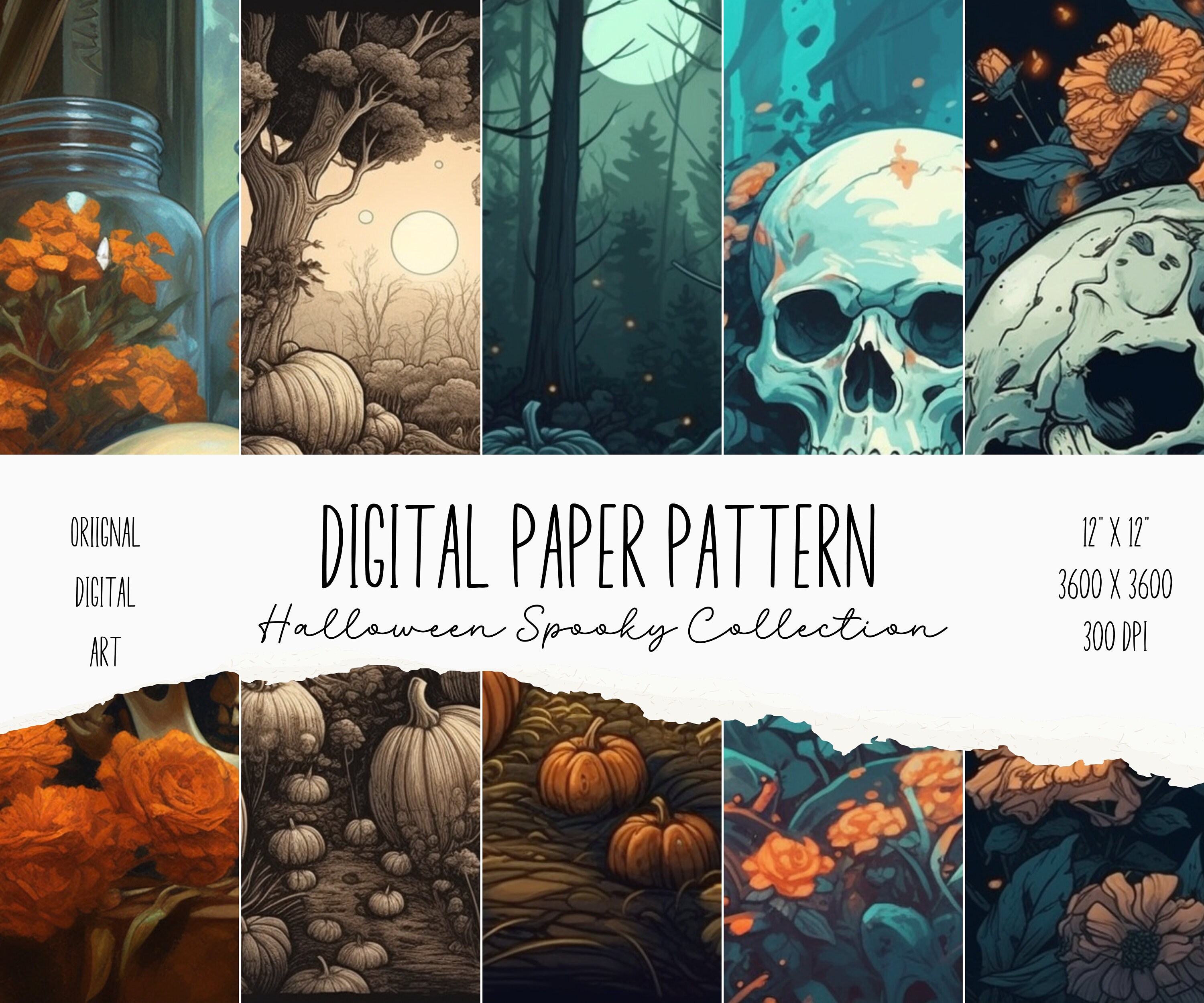20 Halloween Spooky Digital Paper Set, Spooky Halloween Pattern ...