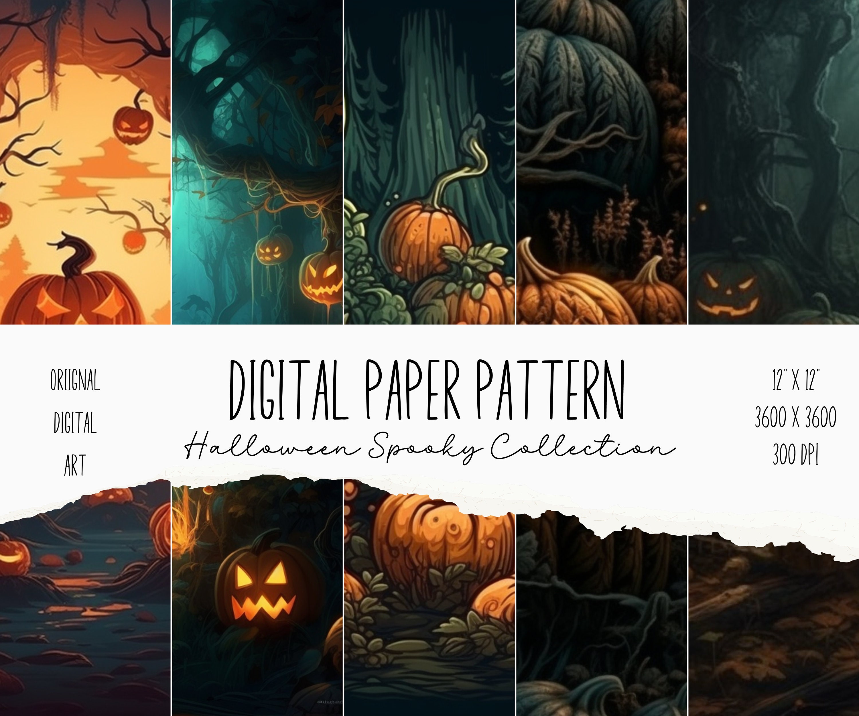 20 Halloween Spooky Digital Paper Set, Spooky Halloween Pattern ...