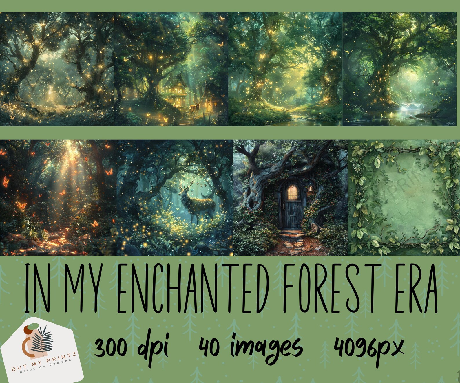 In My Enchanted Forest Era Sheets, Printable Fantasy Digital Paper ...