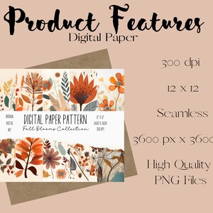25 Fall Floral Blooms Digital Paper Set, Fall Blooms Pattern, Autumn ...