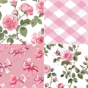 Watercolor Vintage Pink Floral Printable Paper Seamless Shabby Chic ...