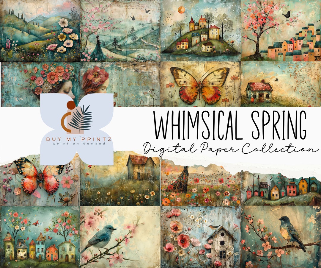 Whimsical Pastel Digital Paper Pack Printable Watercolor Collage Sheets ...