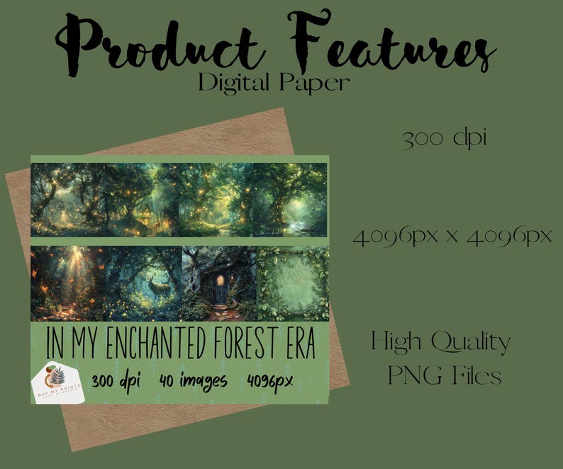 In My Enchanted Forest Era Sheets, Printable Fantasy Digital Paper ...