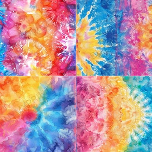 Rainbow Tie Dye Pattern Digital Paper Set, Colorful Printable Bundle ...