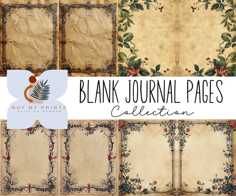 Blank Double Page Junk Journal Kit, Printable Papers, Minimal Designs ...