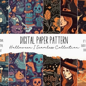 24 Halloween Seamless Digital Paper Set, Pumpkins Fall Pattern, Haunted ...