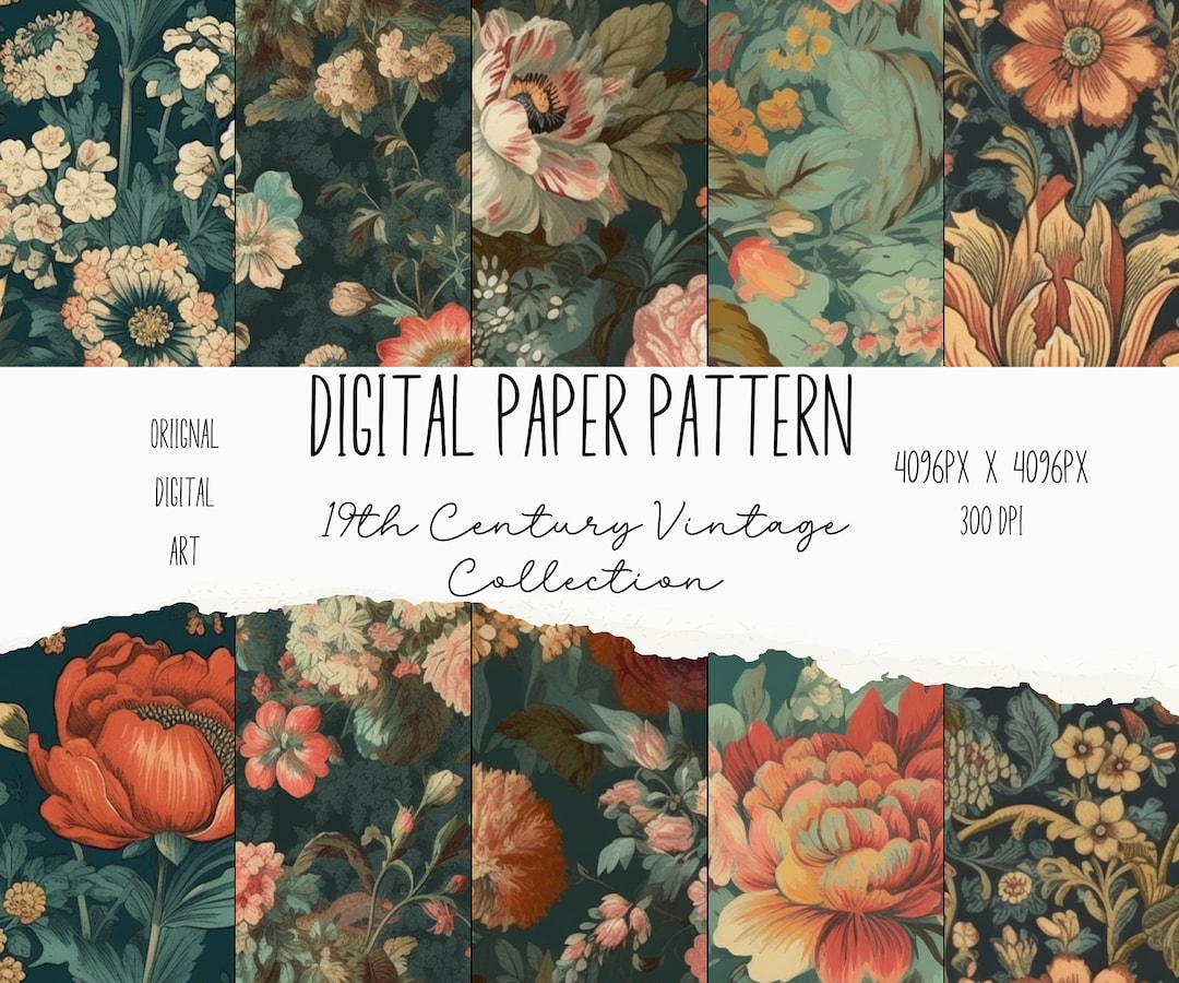 Vintage Floral Digital Paper Set 19th Century Bundle Coquette Aesthetic ...