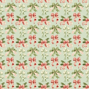 Coquette Christmas Bows Seamless Pattern Pngs, Bow Print, Holiday ...