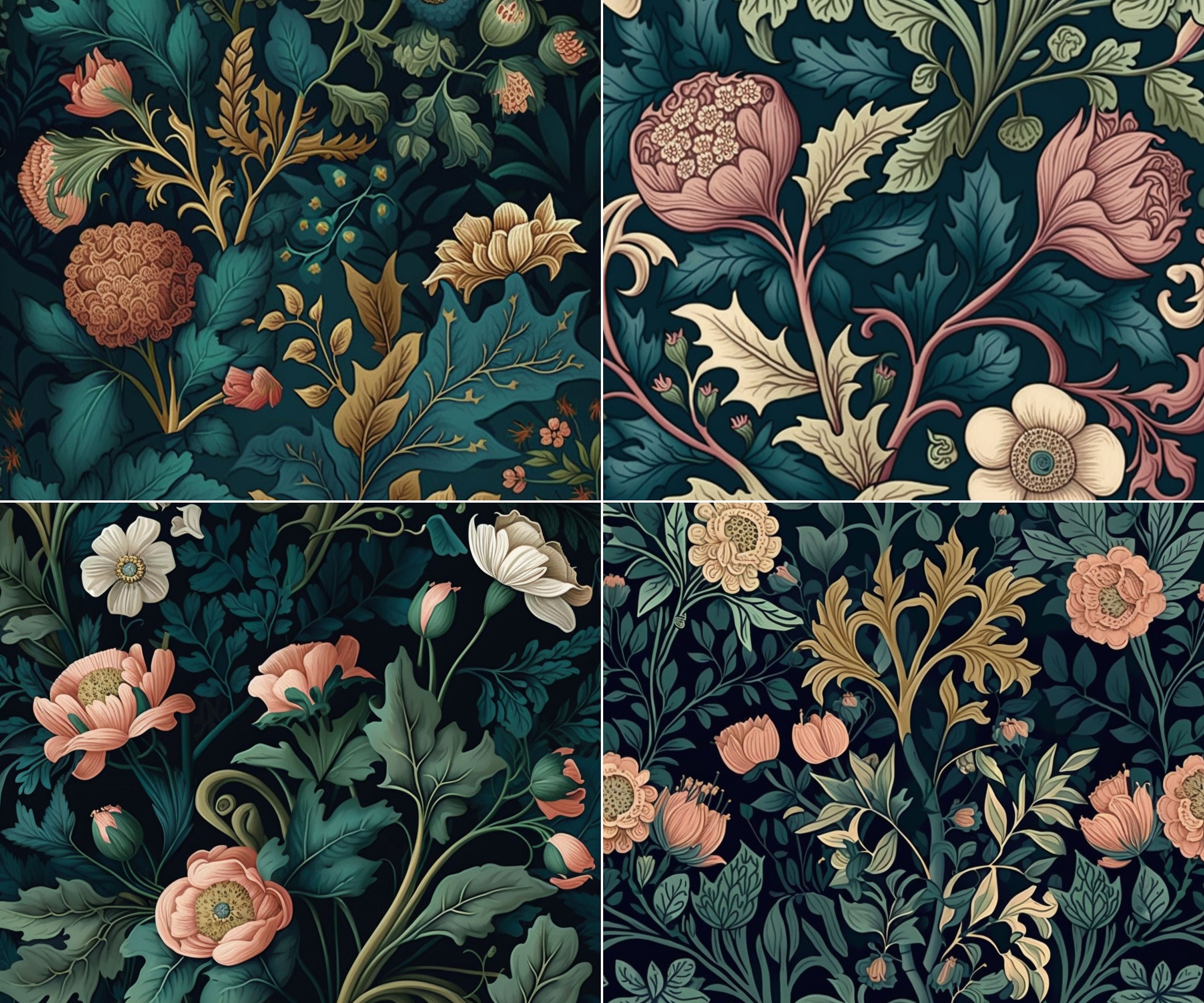 Cottagecore 2 Digital Paper Set Forestcore Pattern Botanical - Etsy