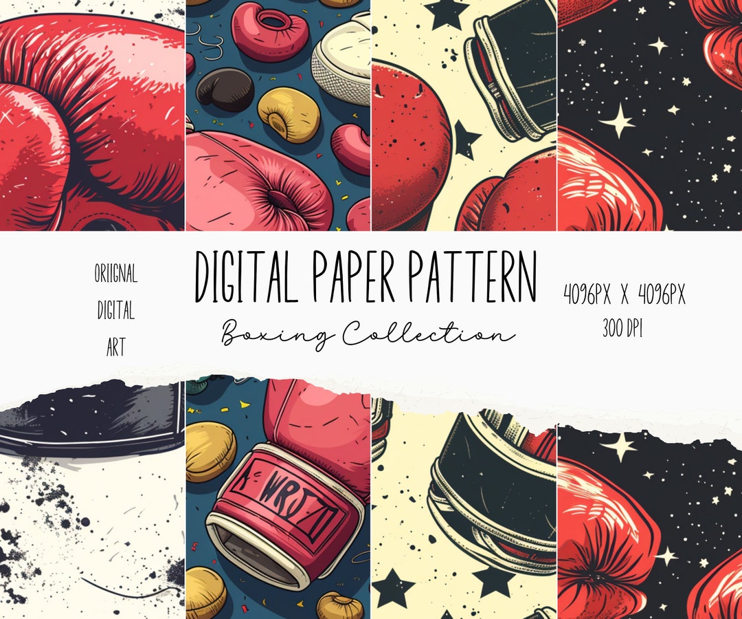 Boxing Seamless Pattern Digital Paper File, Downloadable PNG ...