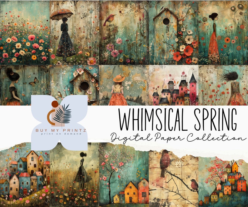 Whimsical Pastel Digital Paper Pack Printable Watercolor Collage Sheets ...