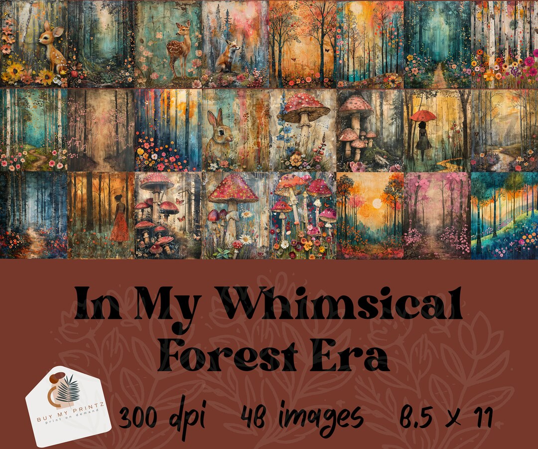 48 in My Whimsical Forest Era Digital Papers, Enchanted Forest Instant ...