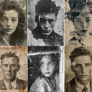 Tattered Vintage Photos, Old Damaged Pictures, 30 Artistic Distressed ...